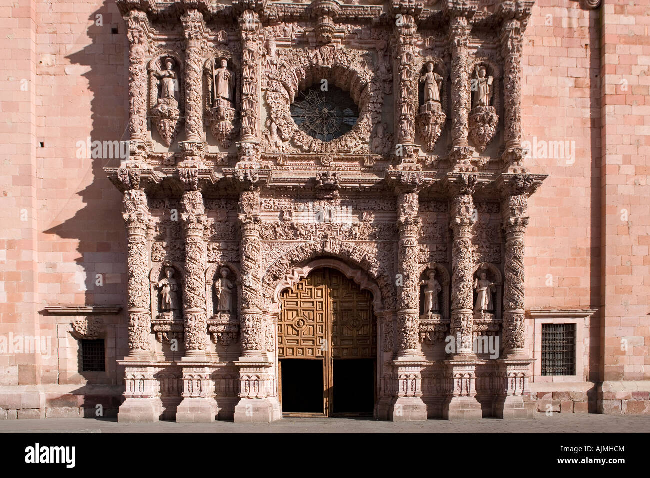 Front of the elaborate Baroque Church of Zacatecas Mexico Stock Photo ...
