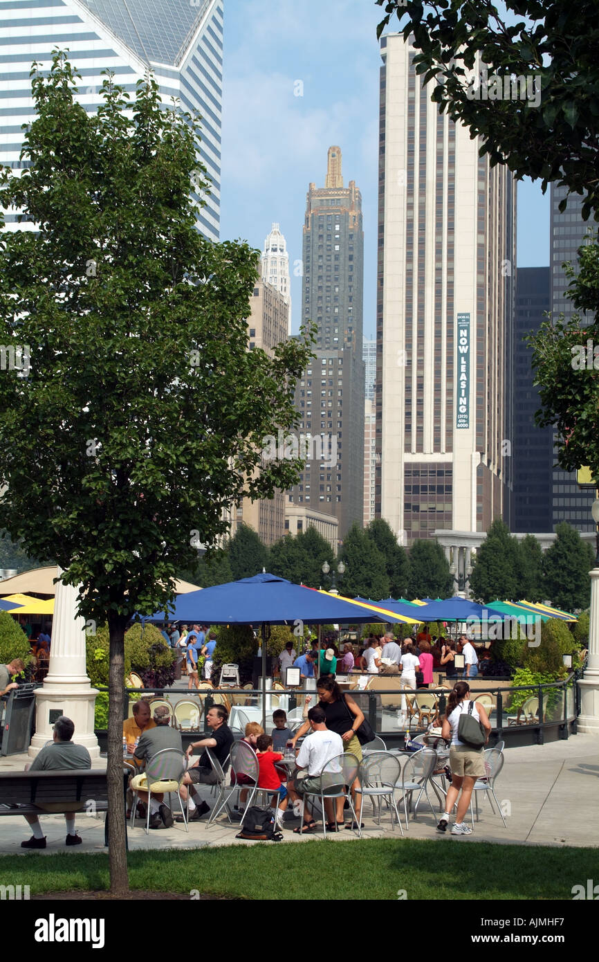 Millennium Park downtown Chicago Illinois USA pavement cafe Stock Photo ...