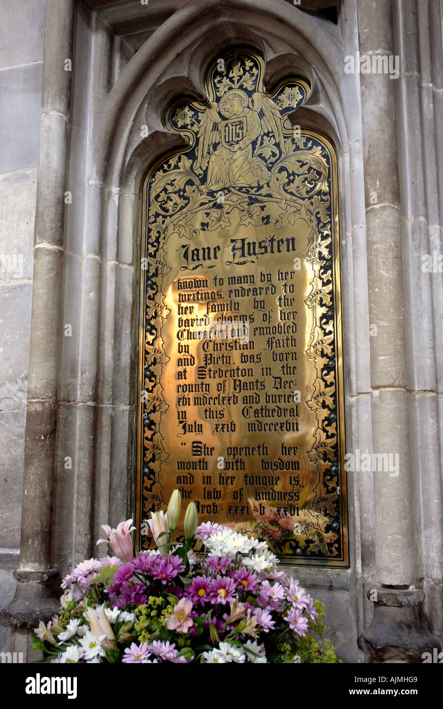 Memorial plaque to Jane Austen in Winchester Cathedral Winchester ...
