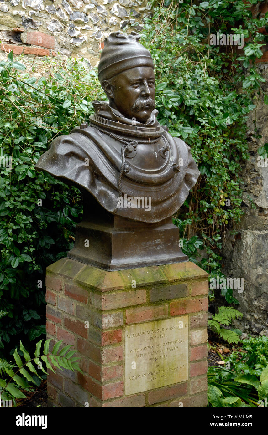 Bronze sculpture of William Walker M.V.O the diver who saved Winchester ...