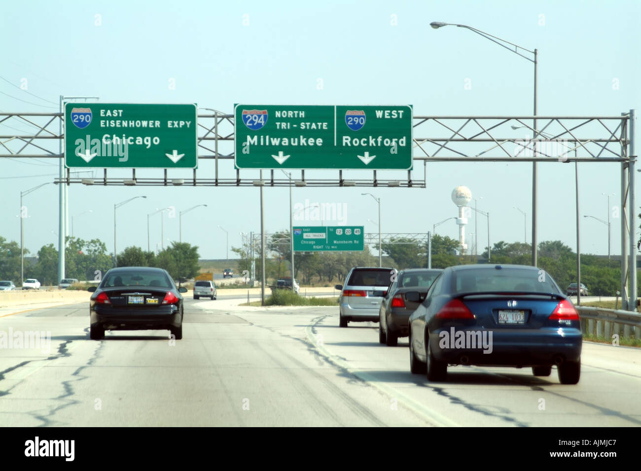 Chicago Illinois USA directional signs for highway traffic flow Stock ...