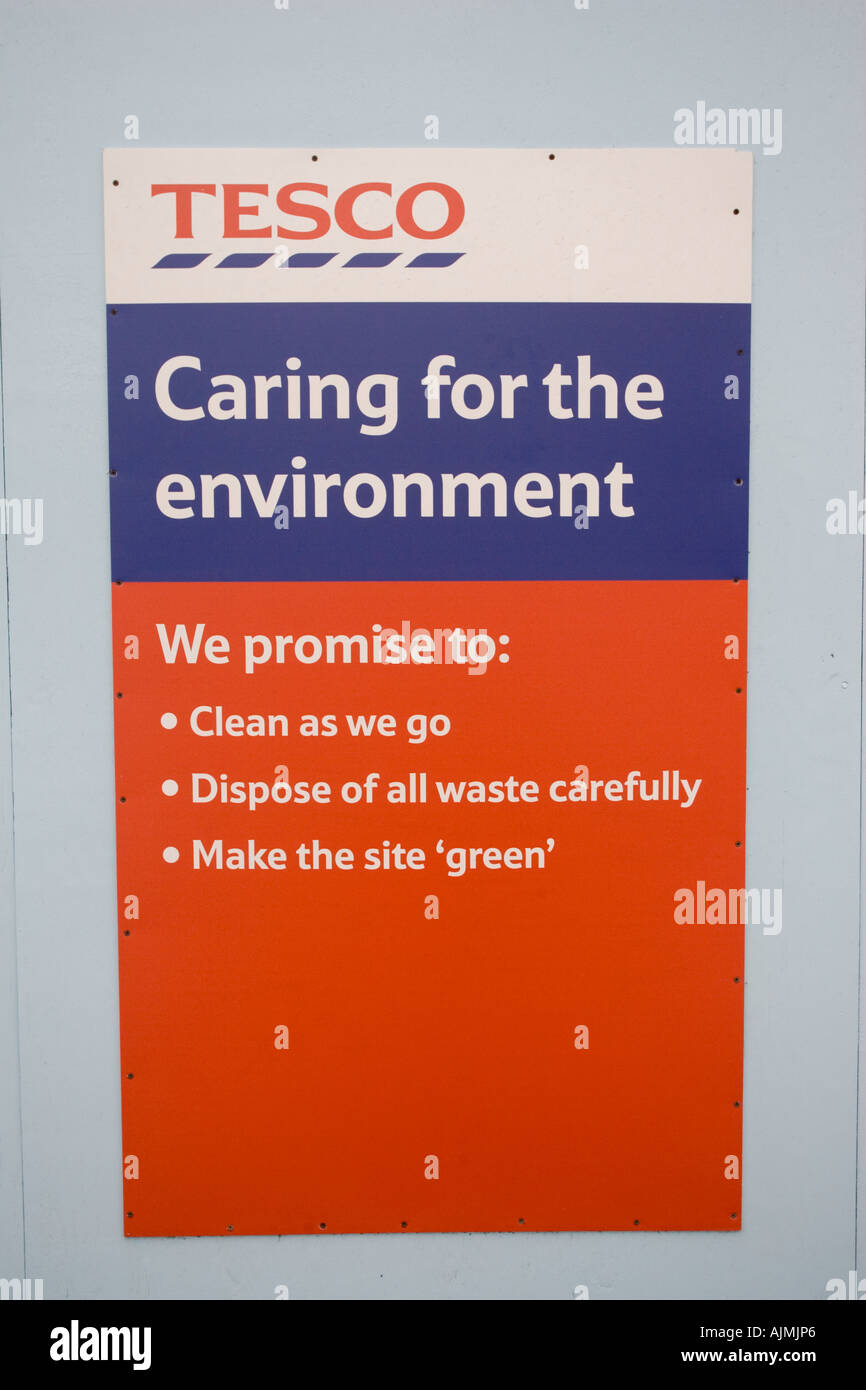 Tesco poster claiming supermarket is caring for the environment ...