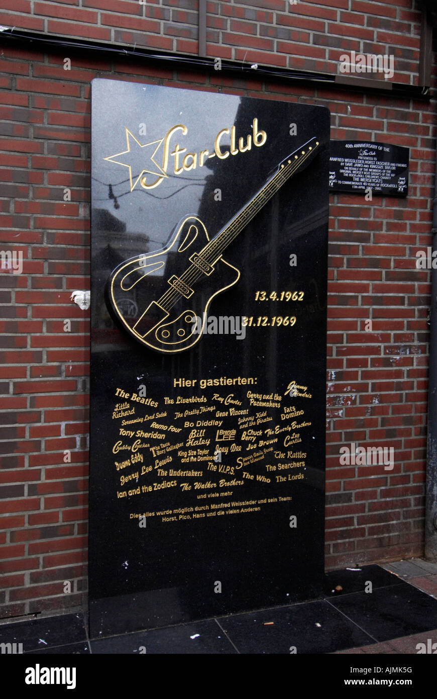 Memory sign at Star Club Stock Photo - Alamy