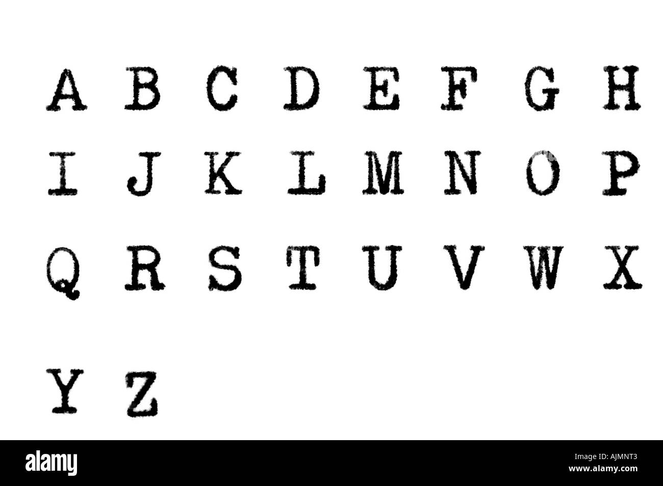 Grungy upper case letters - Courier font Stock Photo - Alamy
