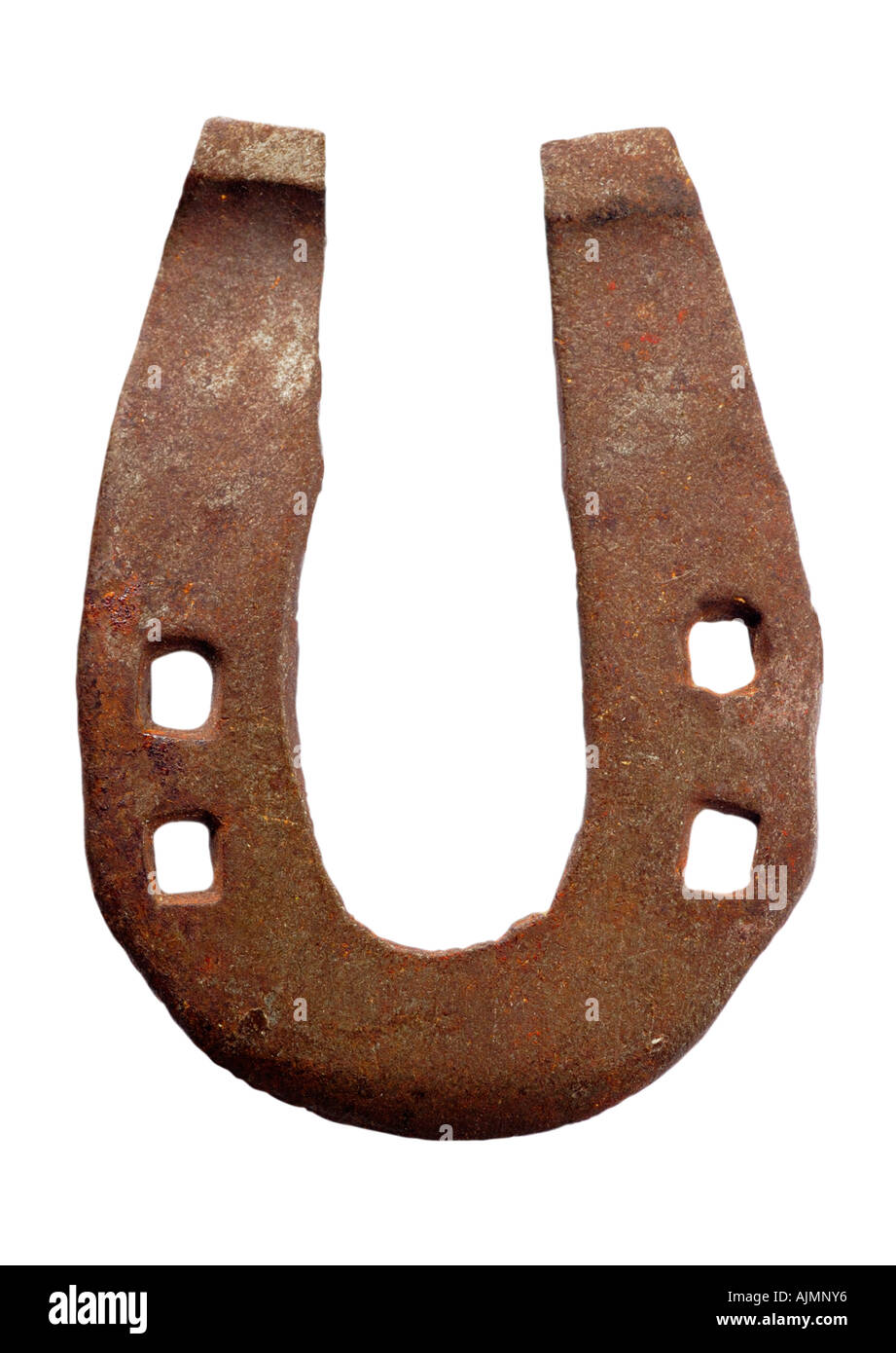 A rusty donkey shoe isolated on white Stock Photo - Alamy
