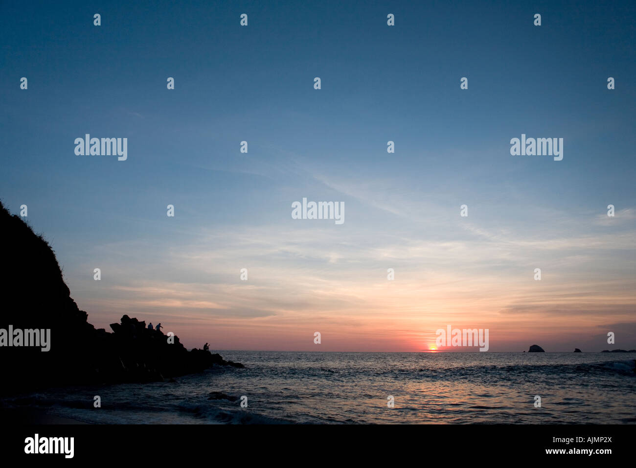 Small secluded bay at sunset Zipolite Pacific Coast Mexico 2005 Stock ...