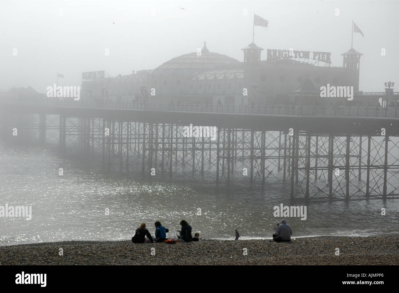Brighton pier in fog Stock Photo - Alamy