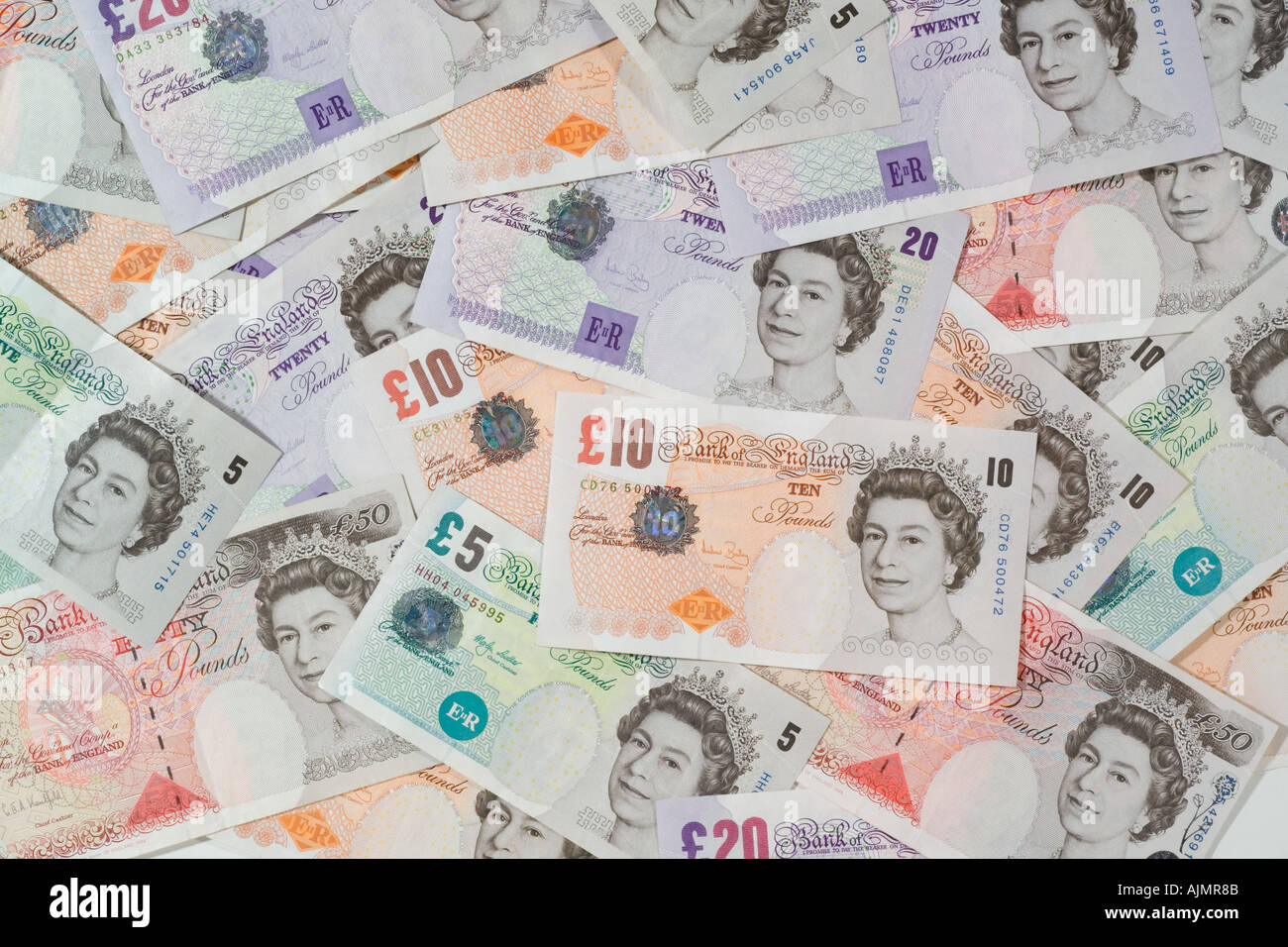 UK bank notes 5 10 20 50 pounds sterling Stock Photo - Alamy