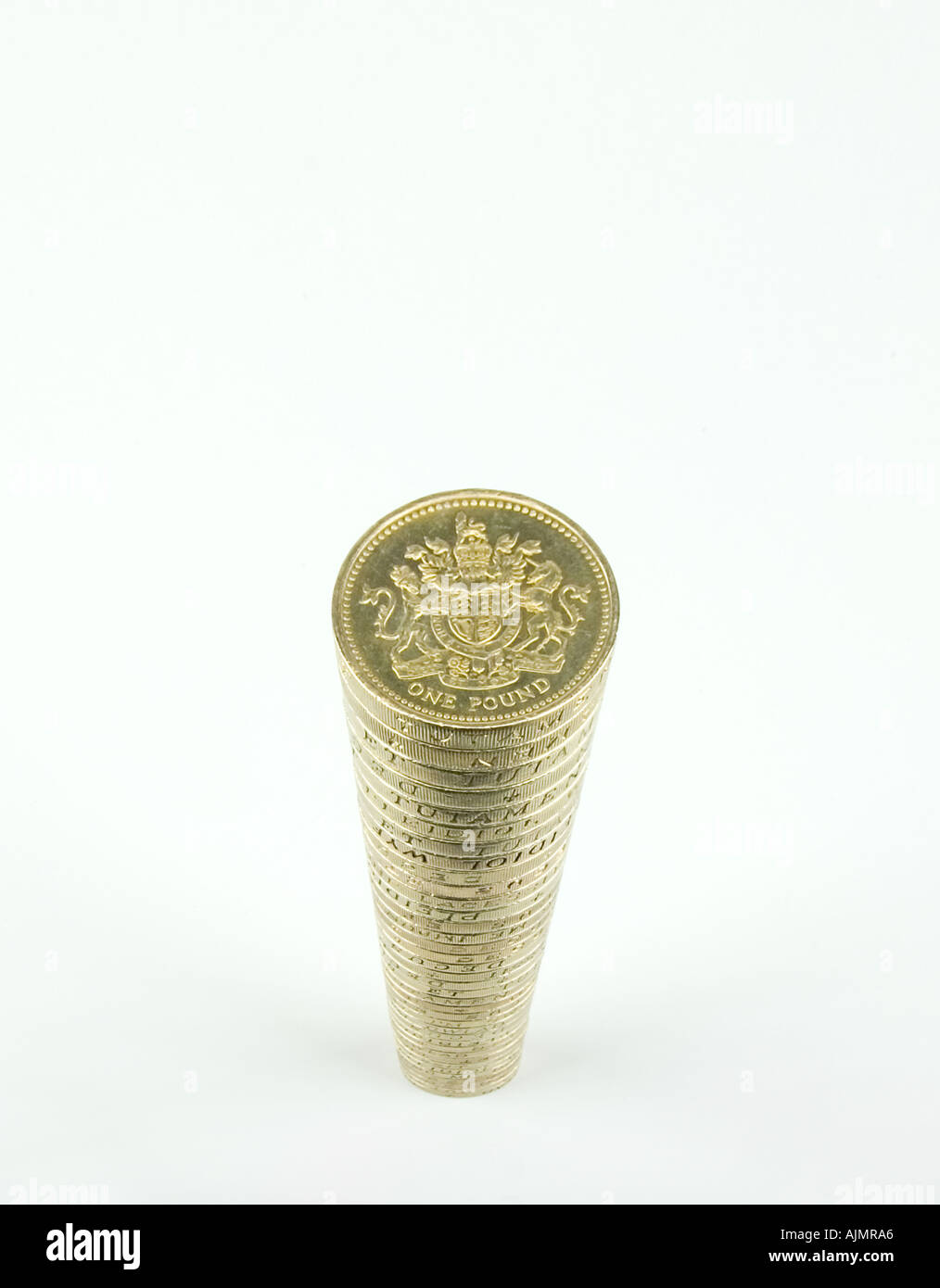tall pile stack of one pound coins Stock Photo - Alamy