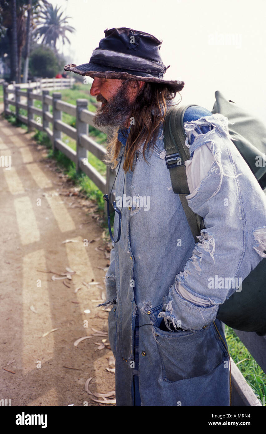 Homeless person in Pacific Palisades Park Santa Monica California ...