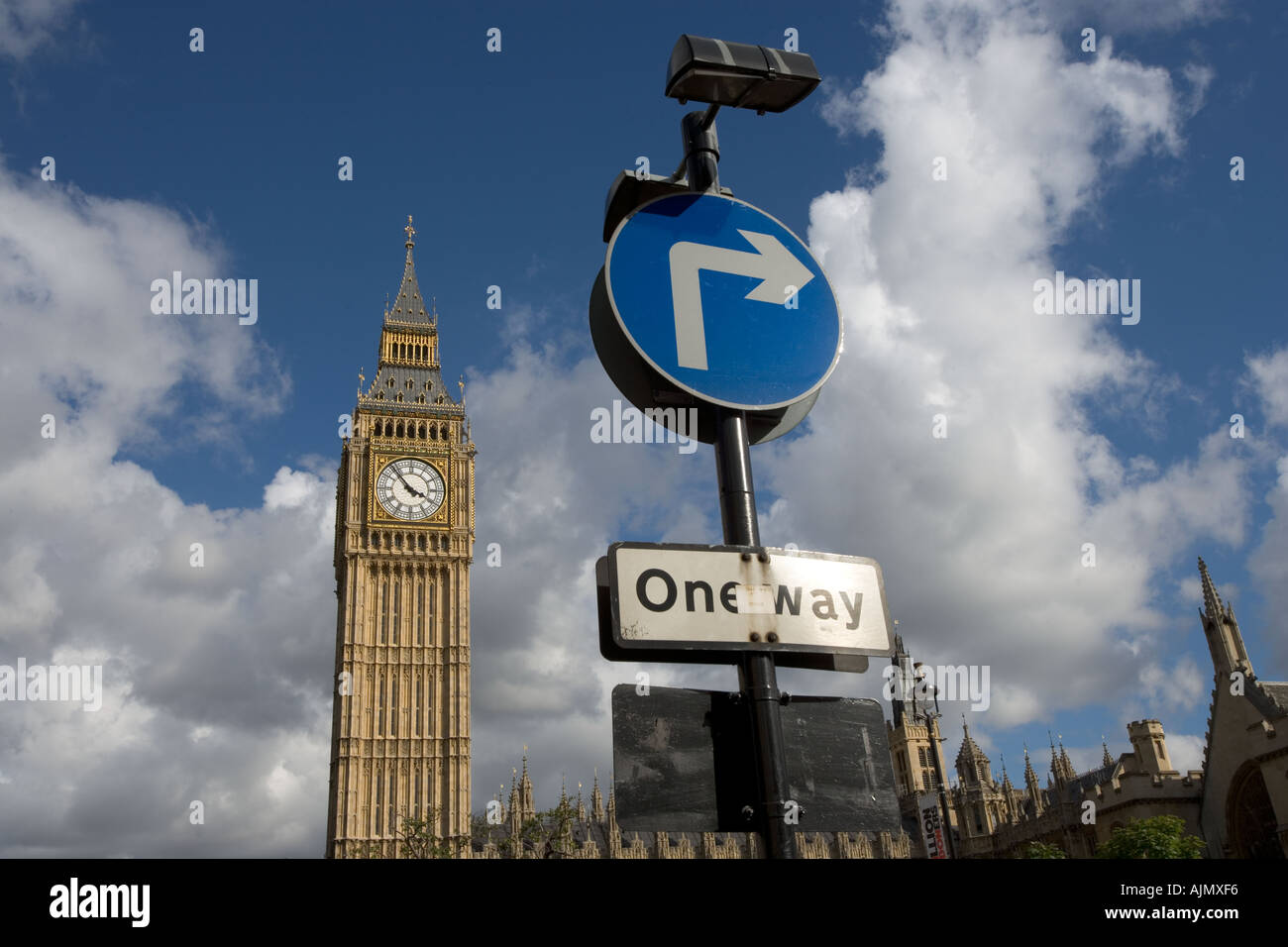 Big Ben Right Turn Sign London UK Stock Photo - Alamy