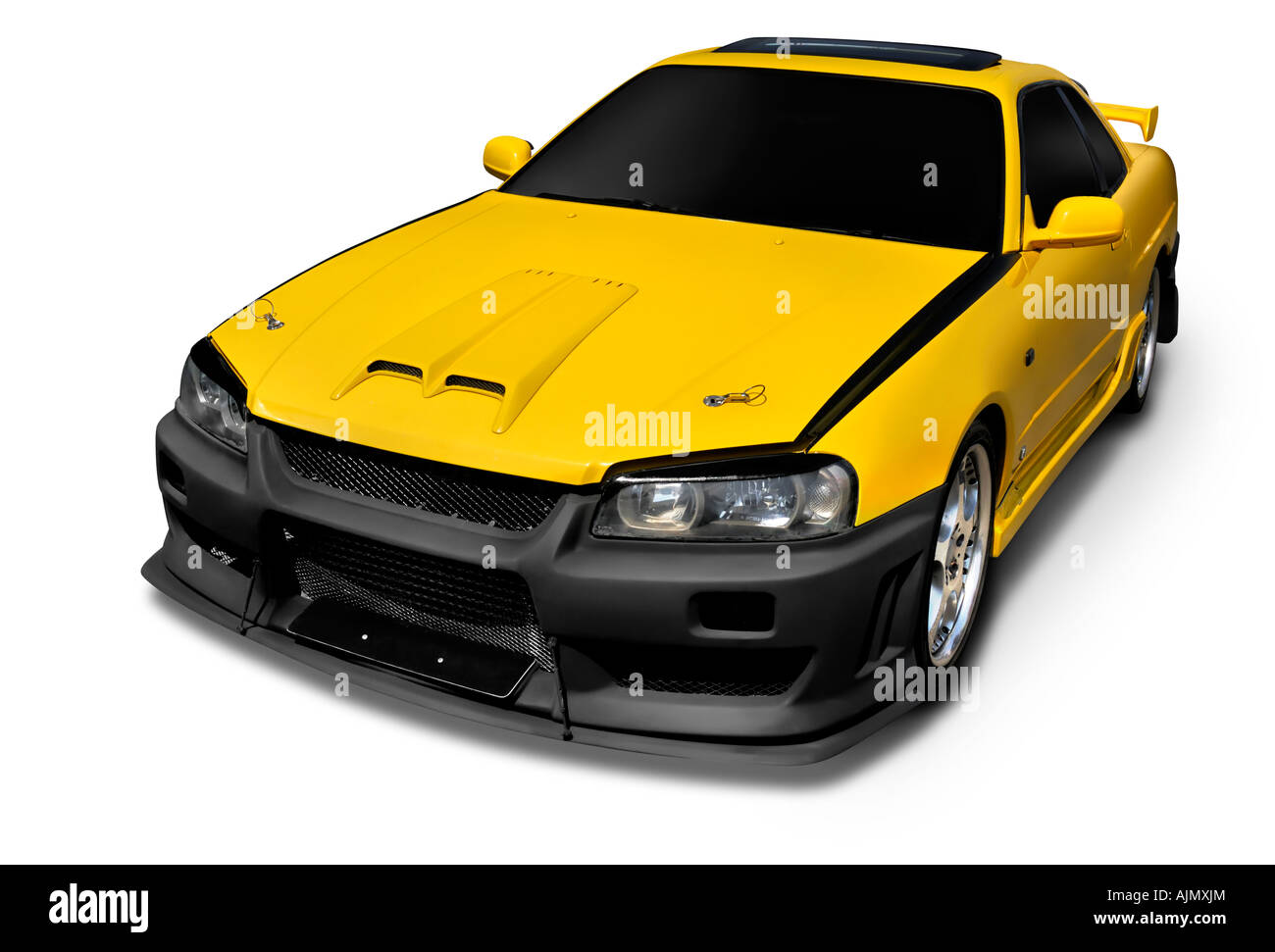 Tuned in Need for Speed style yellow modern sports car Stock Photo - Alamy