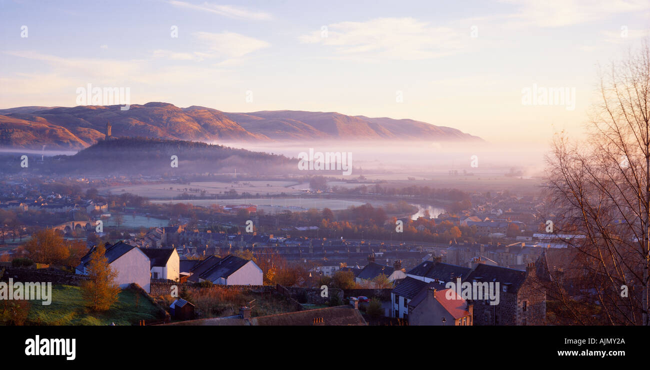 View over the Auld Brig and the National Wallace Monument on Abbey ...