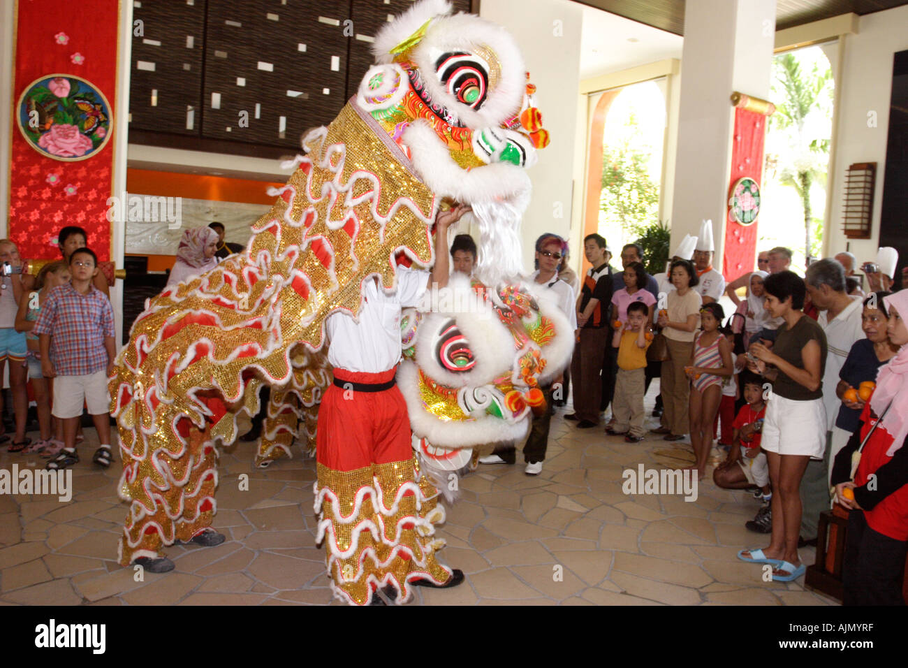 Chinese Malaysians perform the Southern Lion Dance on Chinese new year ...