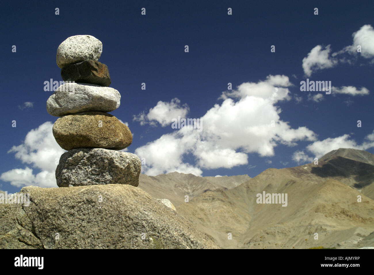 Four stones standing column holy buddhist symbol common Leh Ladakh ...