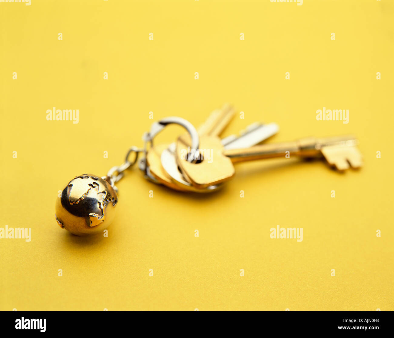 world keyring with keys Stock Photo - Alamy