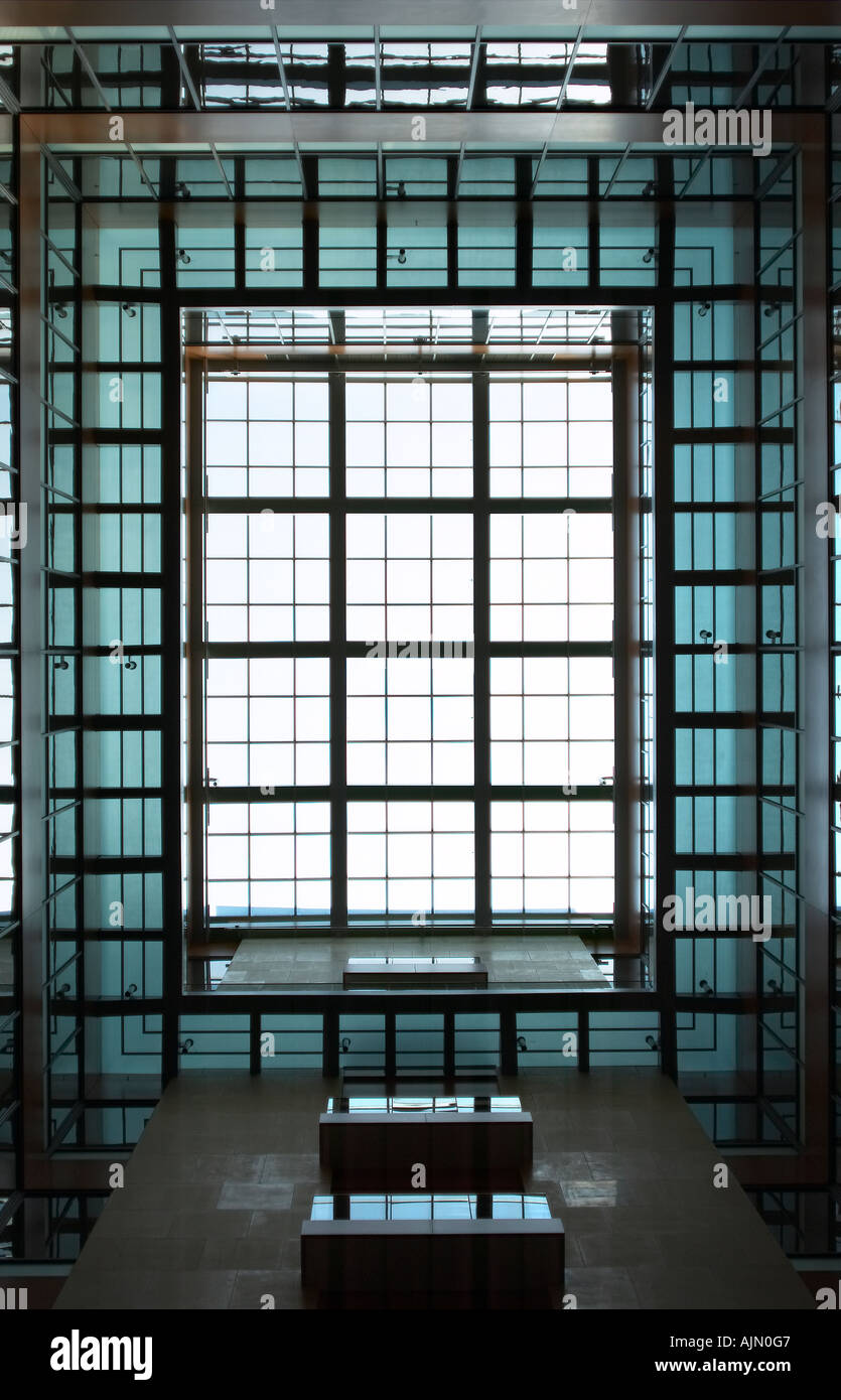 Looking Up Through The Sky Light Grid Pattern In The Roof Of A ...