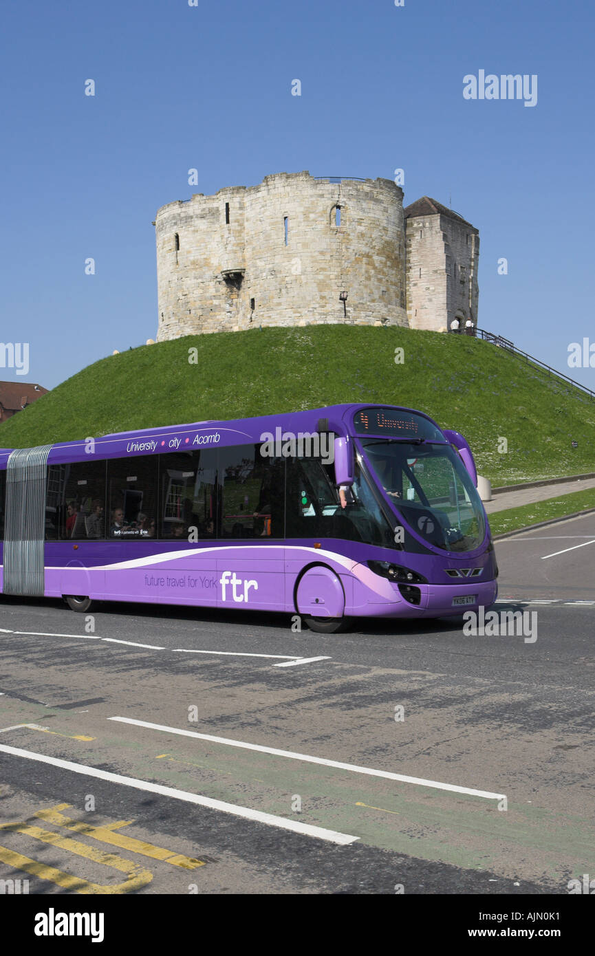 The new First bus 'ftr' street car travelling past Cliffords Tower in ...