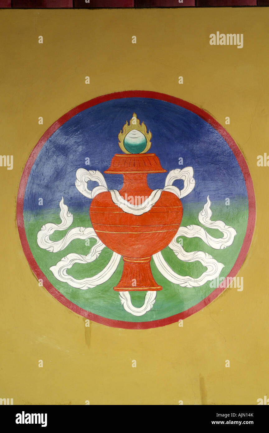 Eighth auspicious symbols mural painting in Stok monastery Ladakh ...