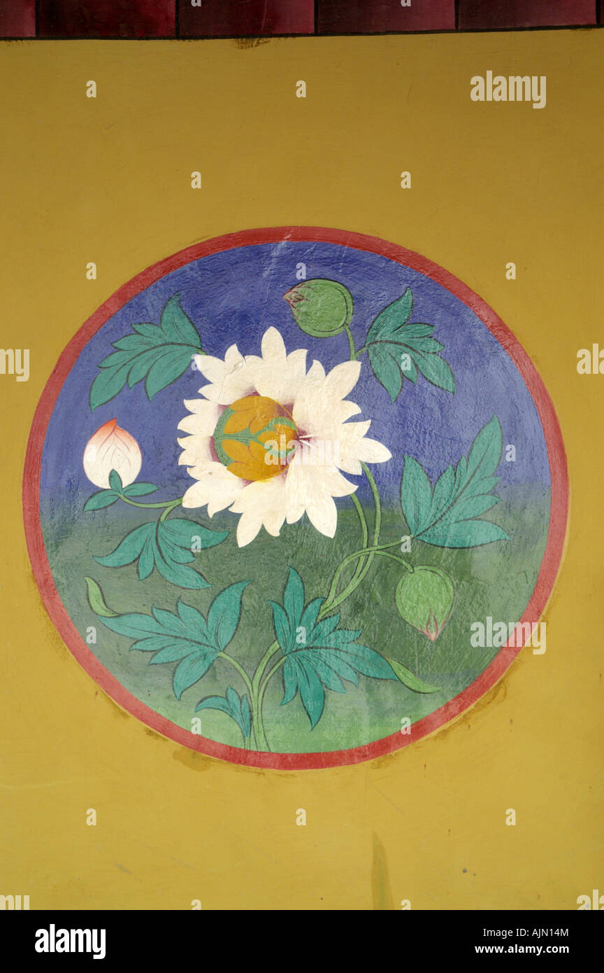 Eighth auspicious symbols mural painting in Stok monastery Ladakh ...