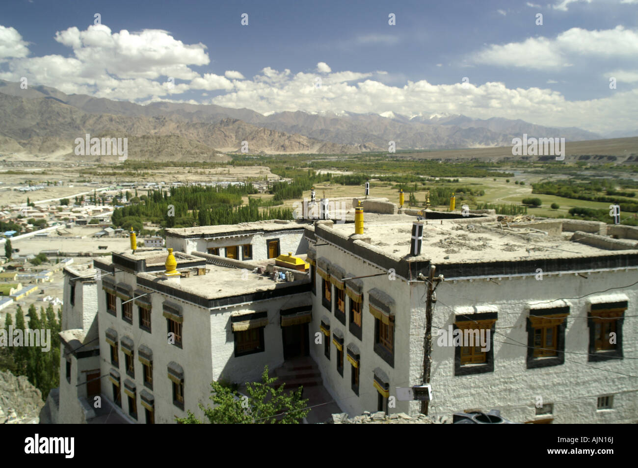 Spitok monastery and Indus valley, Ladakh, Himalaya, India Stock Photo ...