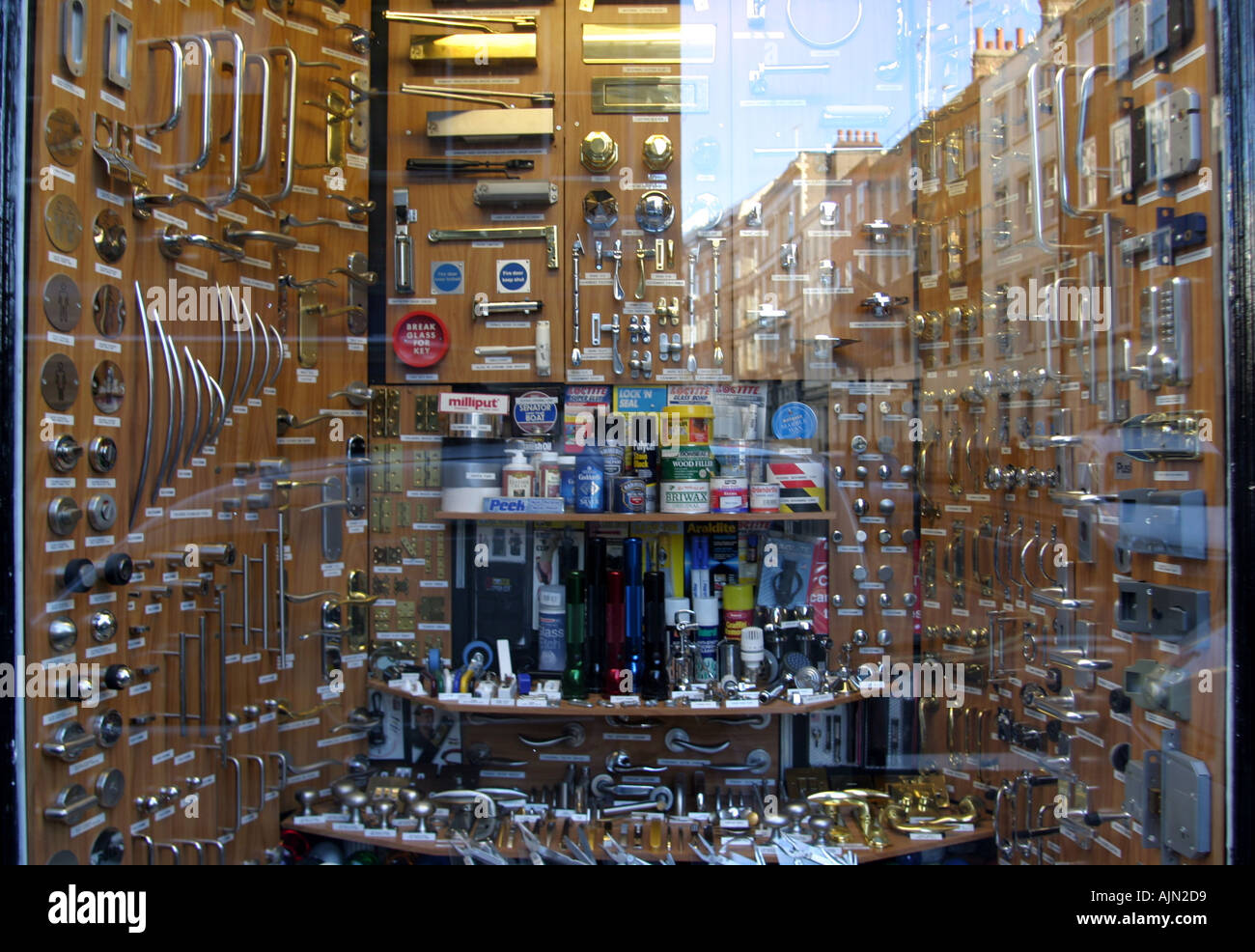 Hardware Shop Window Stock Photo - Alamy