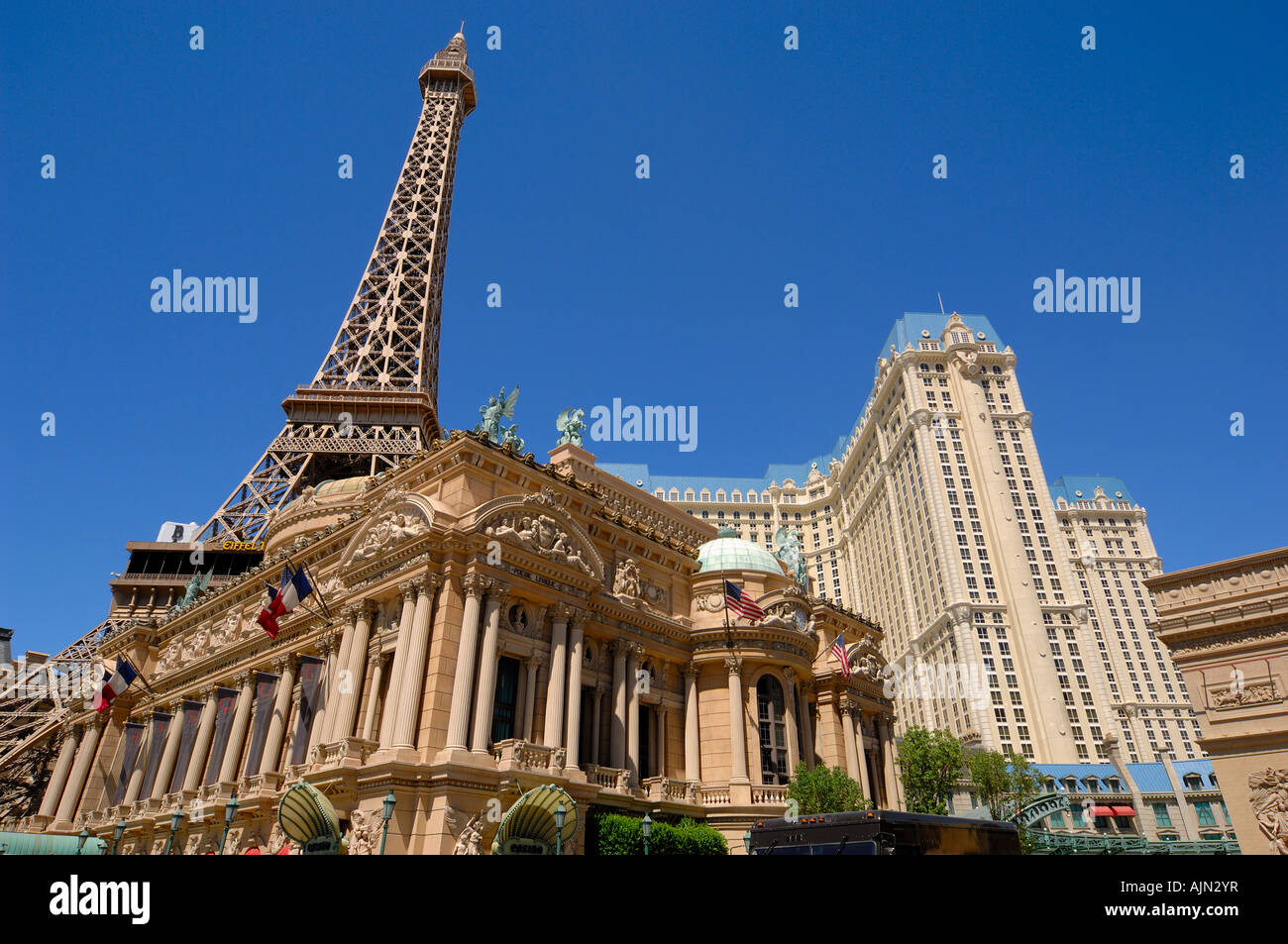 paris hotel and eiffel tower las vegas day nevada usa america Stock ...