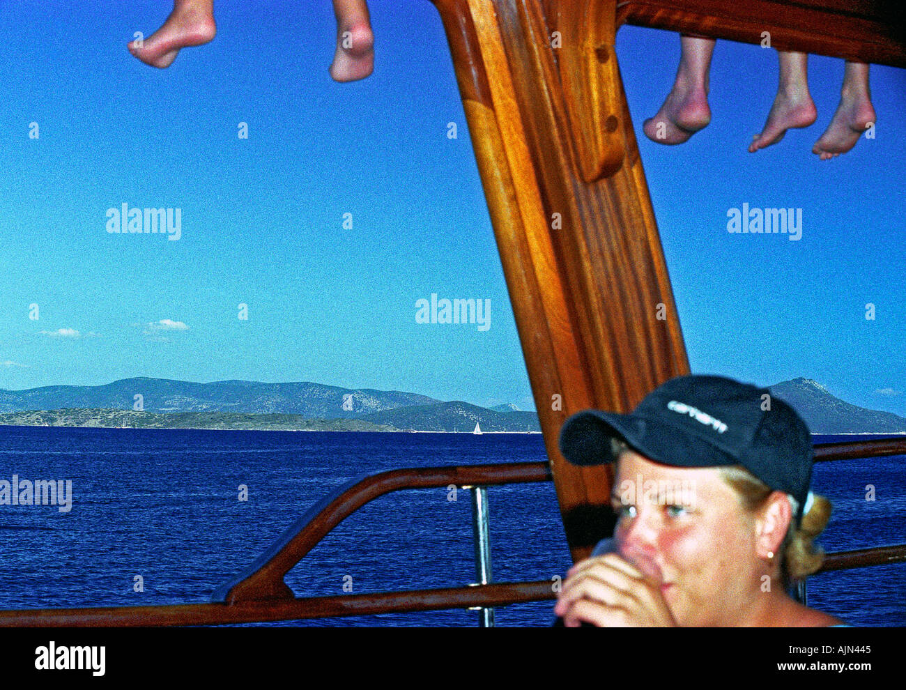 drink and feet on board turkey boat booze cruise Stock Photo - Alamy