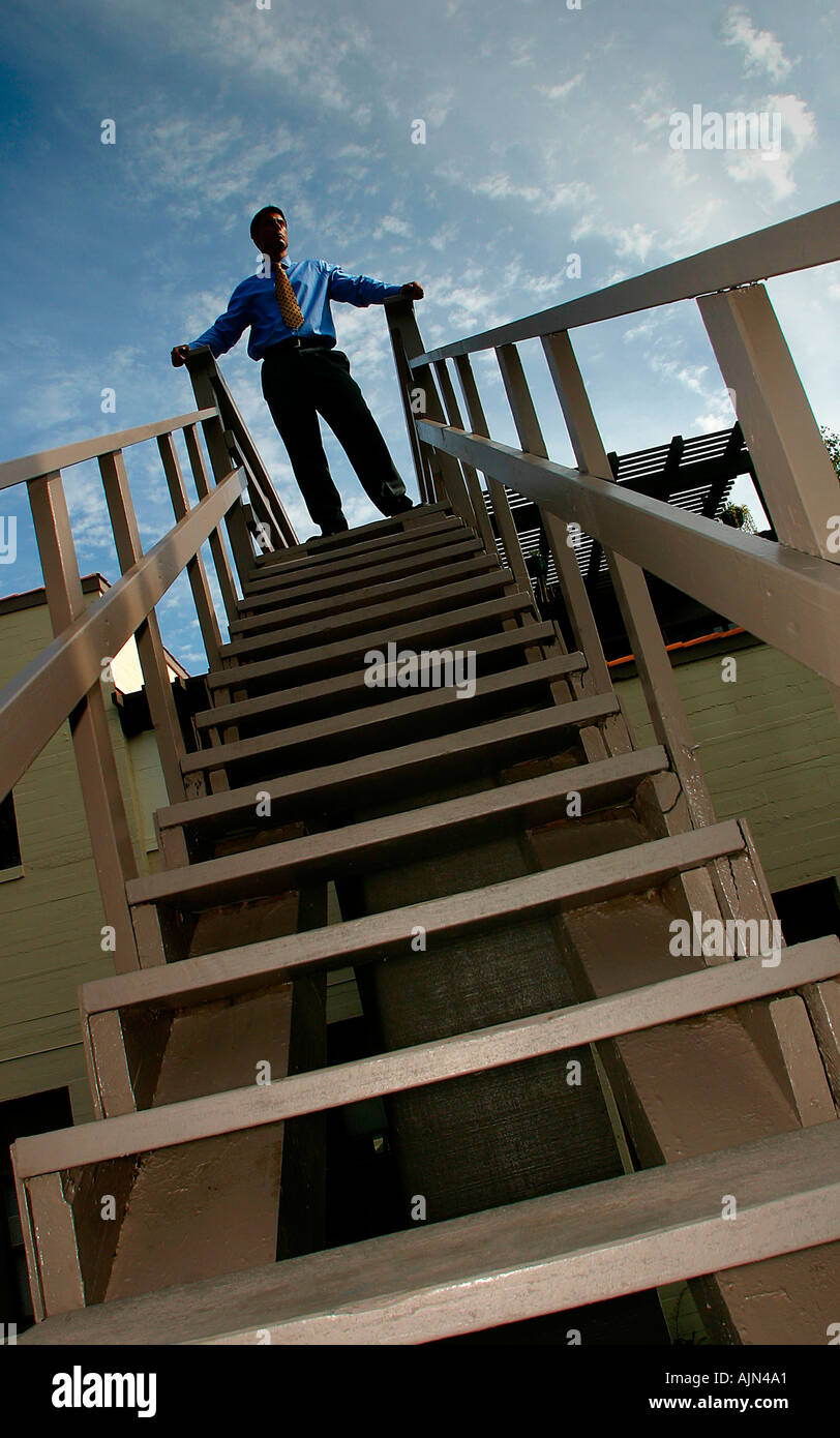 Businessman top flight stairs hi-res stock photography and images - Alamy