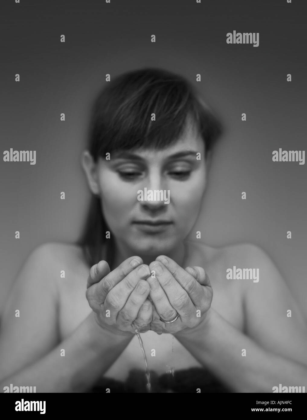 Woman washing her face Black and White Stock Photos & Images - Alamy