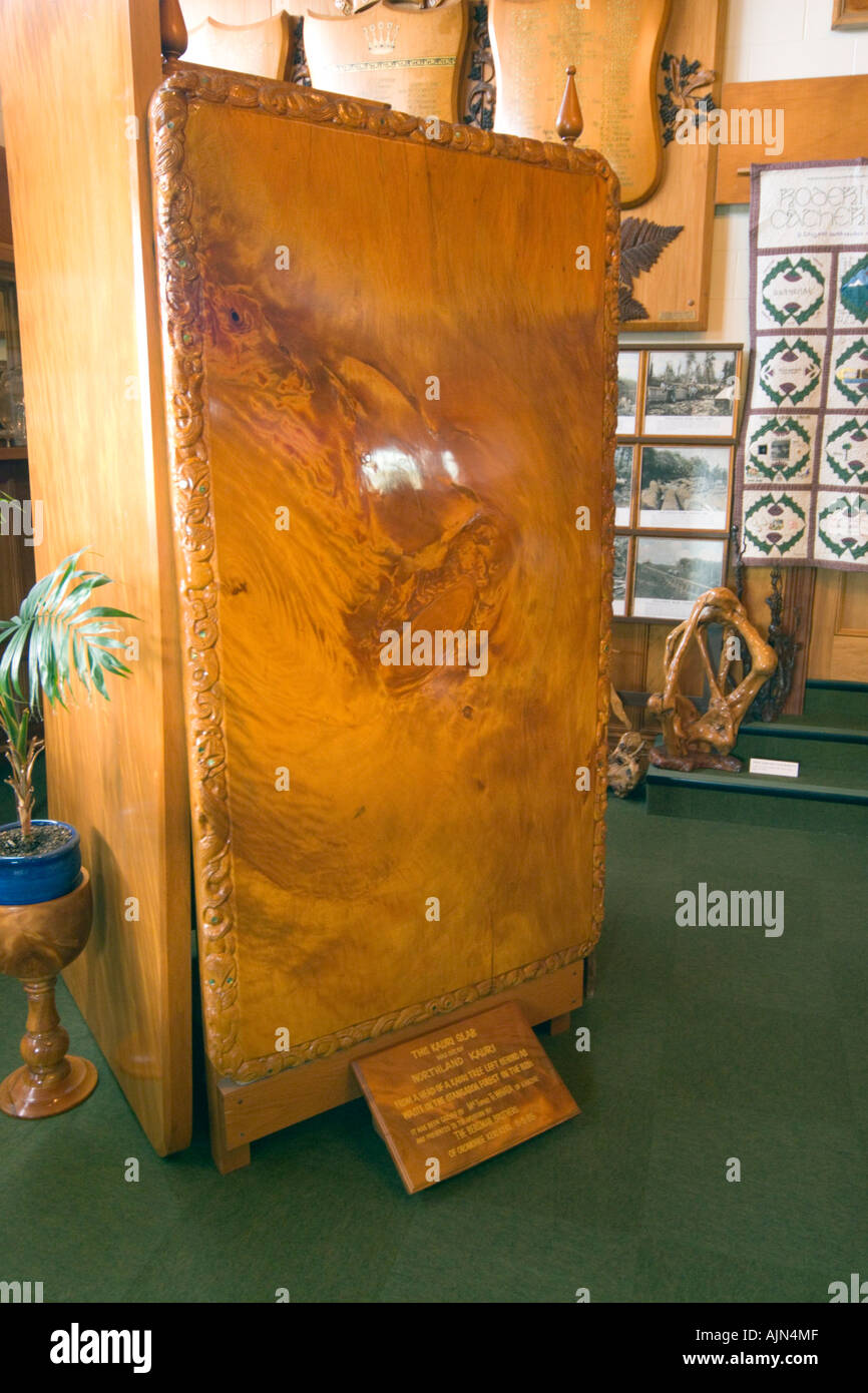 Matakohe New Zealand Kauri Museum Kauri slab carved Stock Photo - Alamy