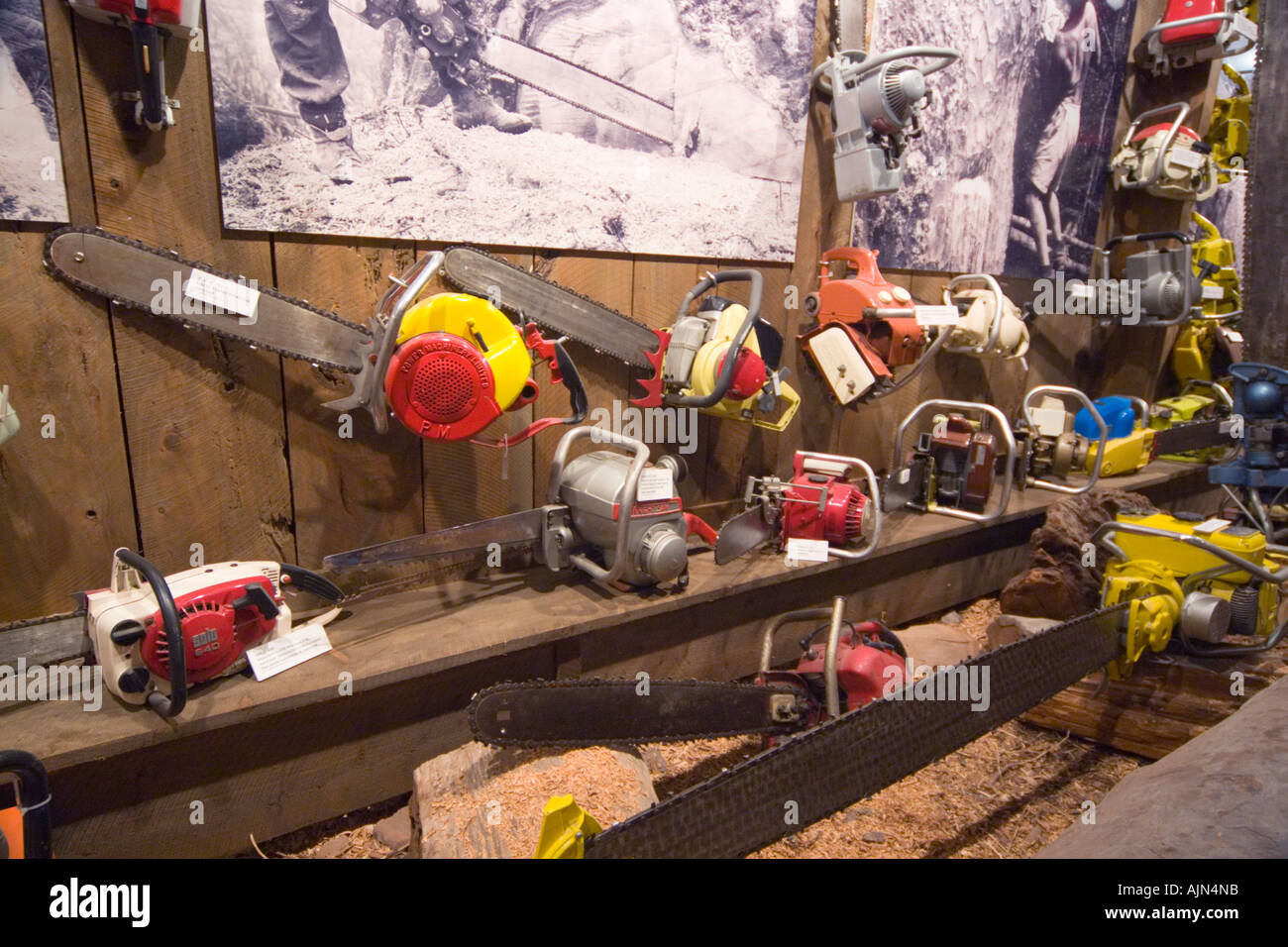 Matakohe New Zealand Kauri Museum Chainsaw collection Stock Photo - Alamy