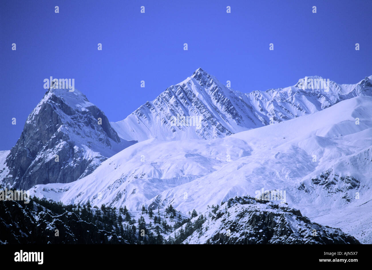 Gangapurna Himal mountains in Annapurna Conservation area Nepal Stock ...