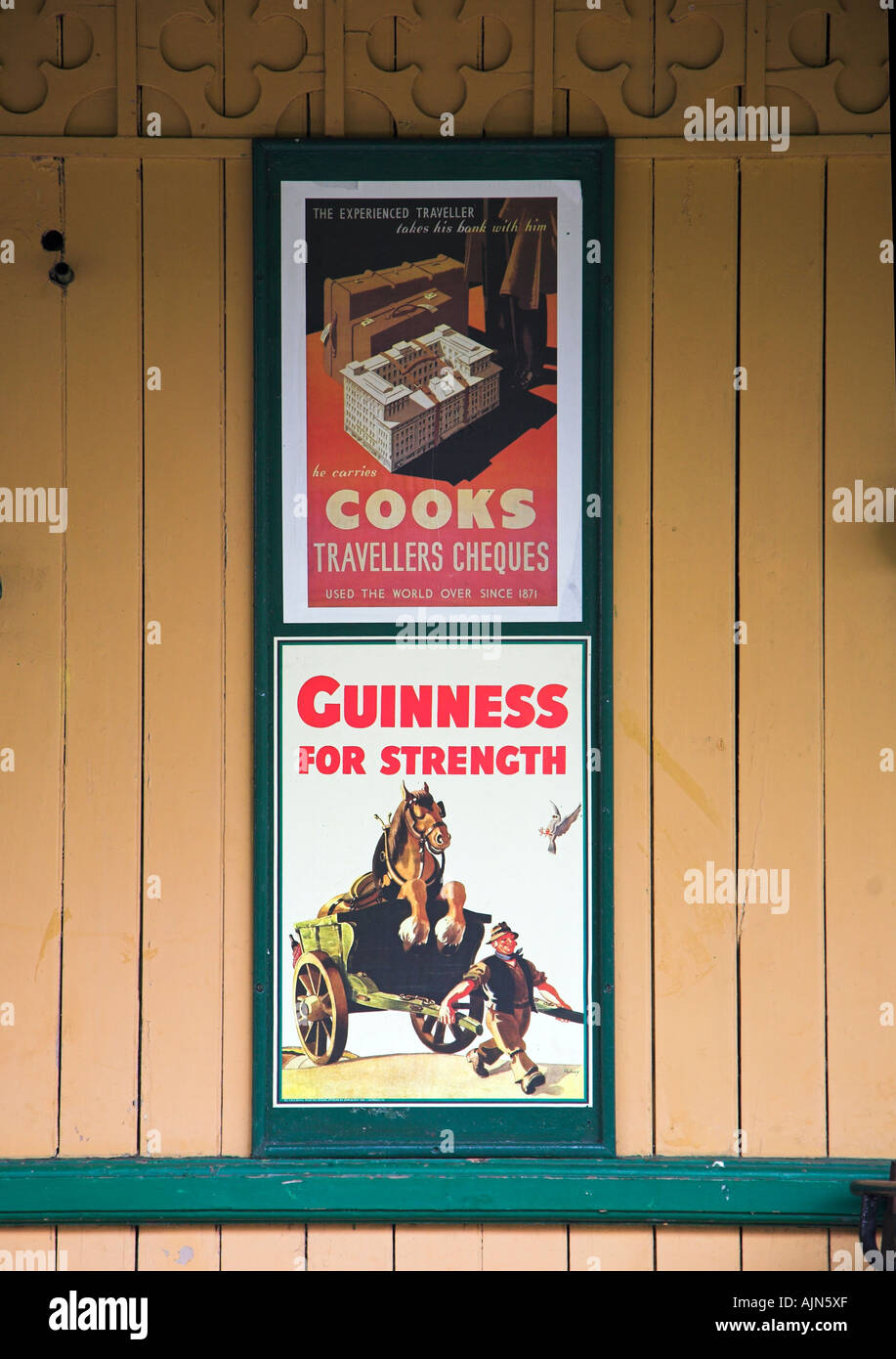 Old advertising board on Horsted Keynes steam railway station platform ...