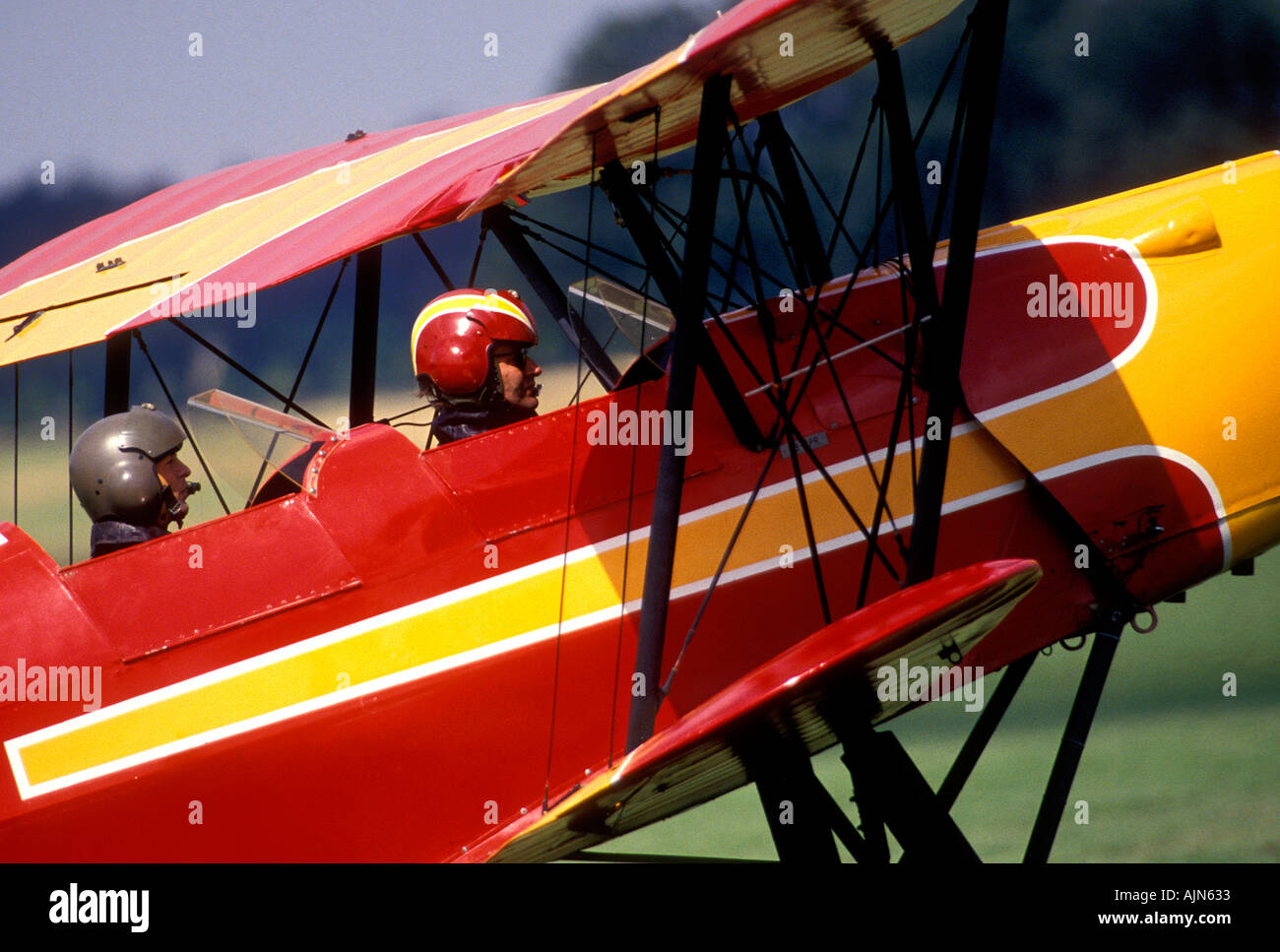 PILOTS IN COCKPIT OF A 1930 S TIGER MOTH VINTAGE BIPLANE Stock Photo ...