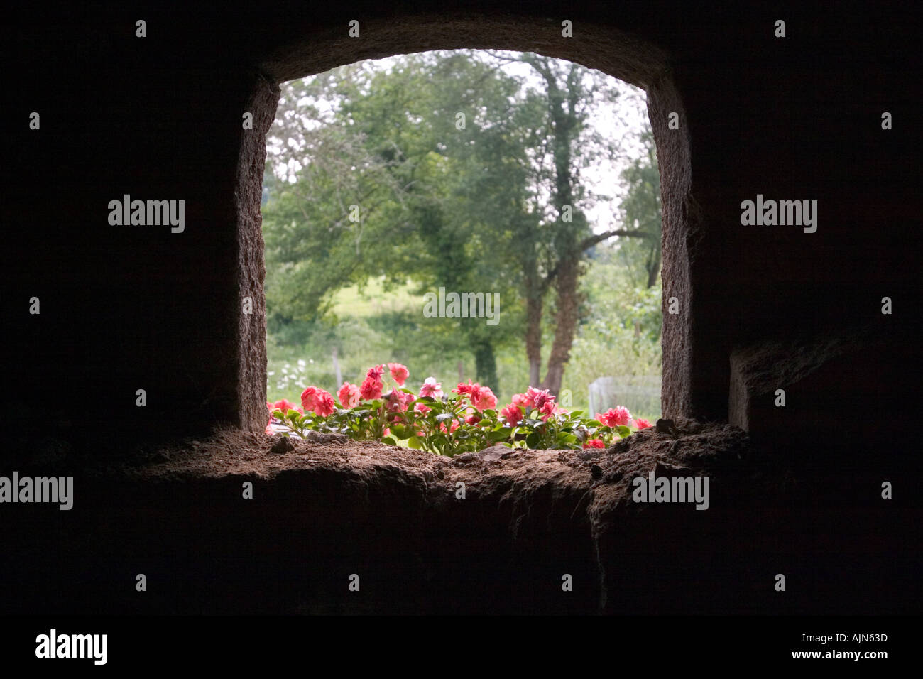 Window of stone barn Stock Photo - Alamy