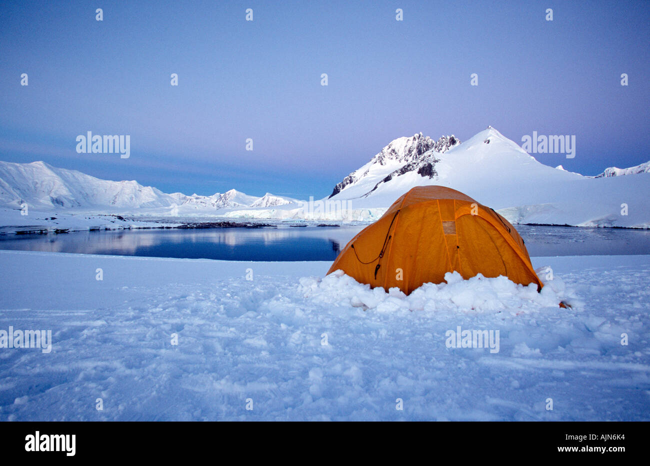 Camping in a tent on the Ice near Port Lockroy, Goudier Island, Wiencke ...