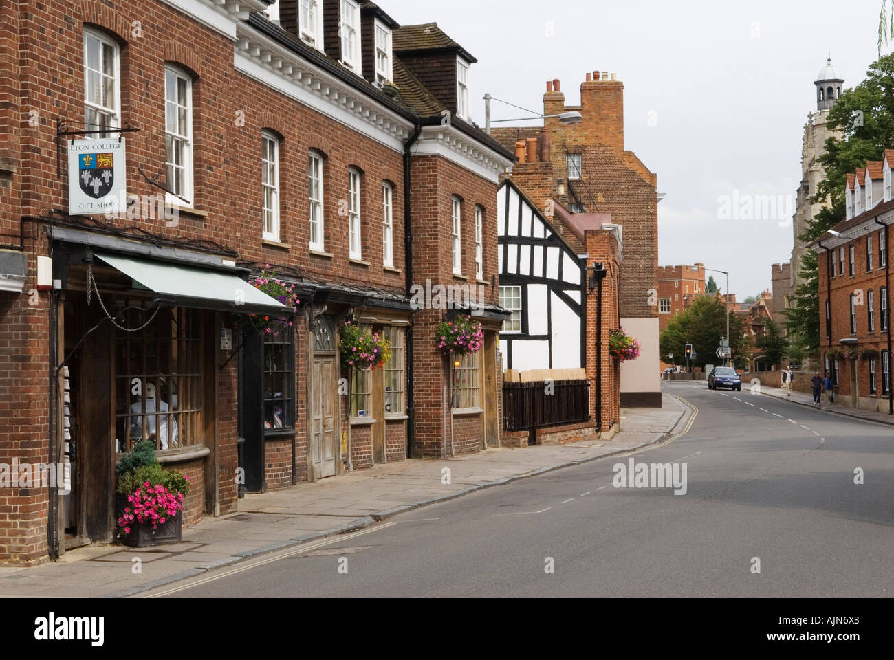 Eton High village street looking towards Eton College. Eton school ...