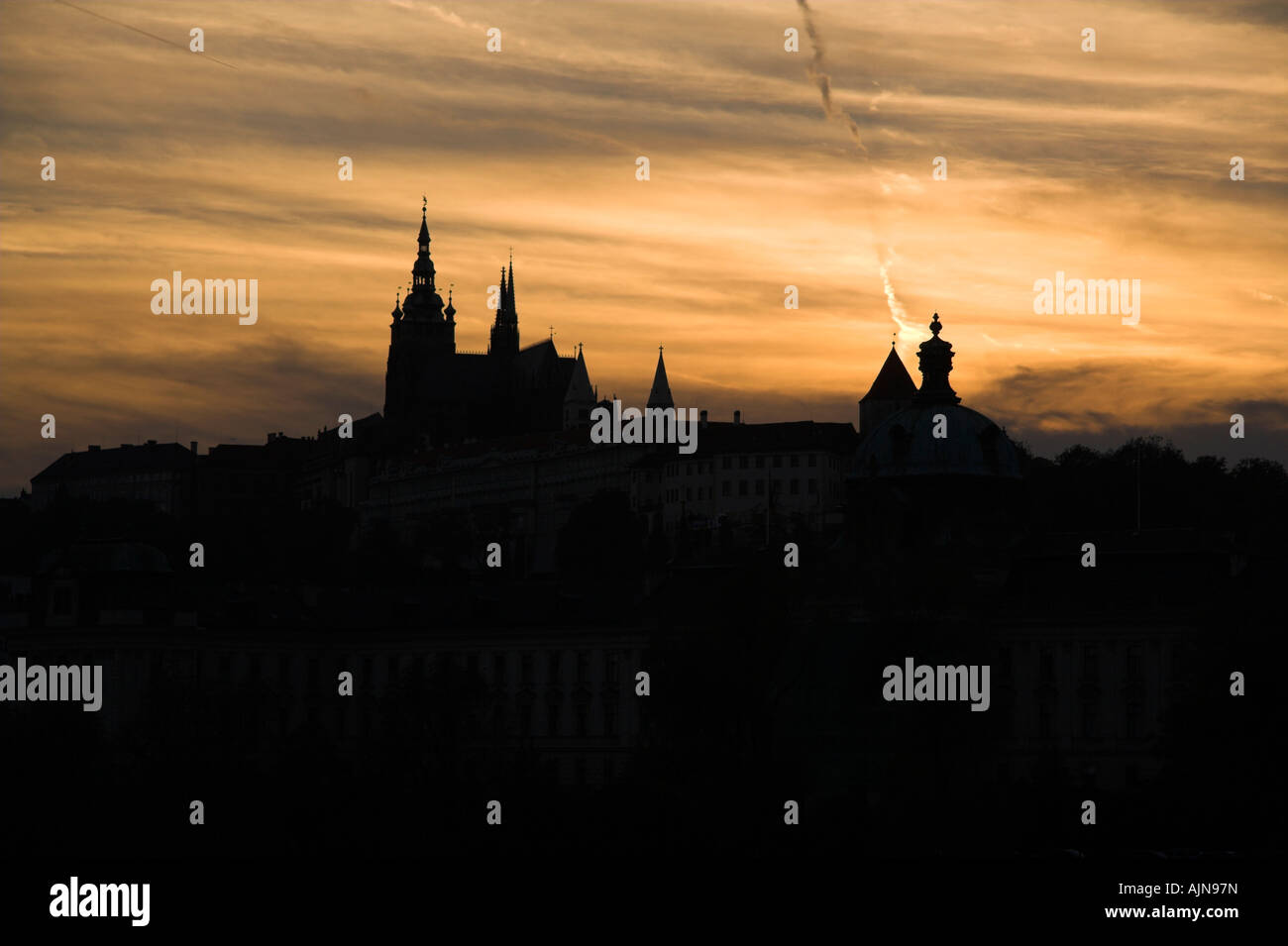 Prague castle district sundown architecture sky hi-res stock ...