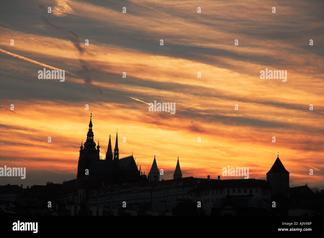 Prague castle district sundown architecture sky hi-res stock photography and images - Alamy