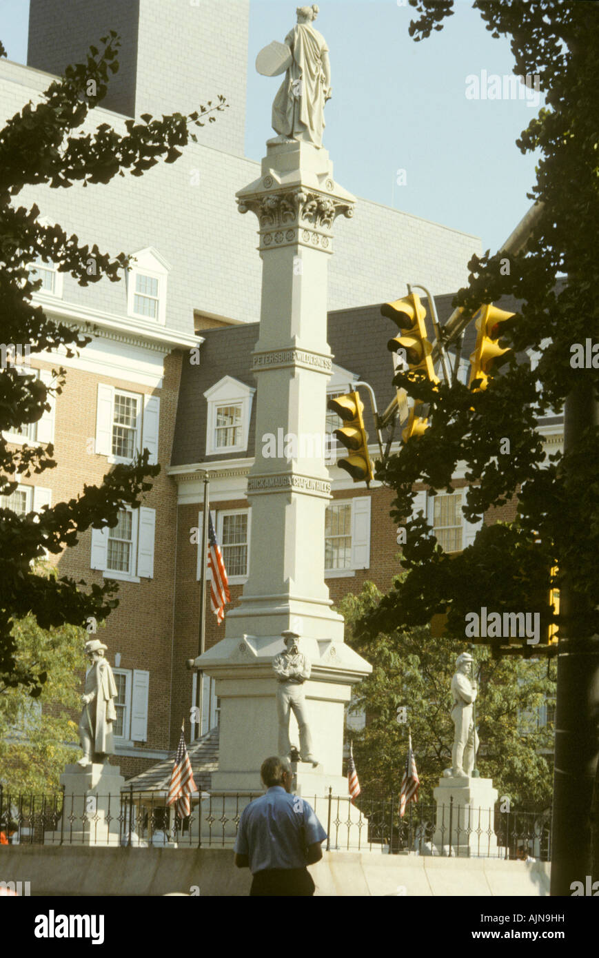 Armed forces soldiers sailors monument Penn Square Lancaster city PA ...