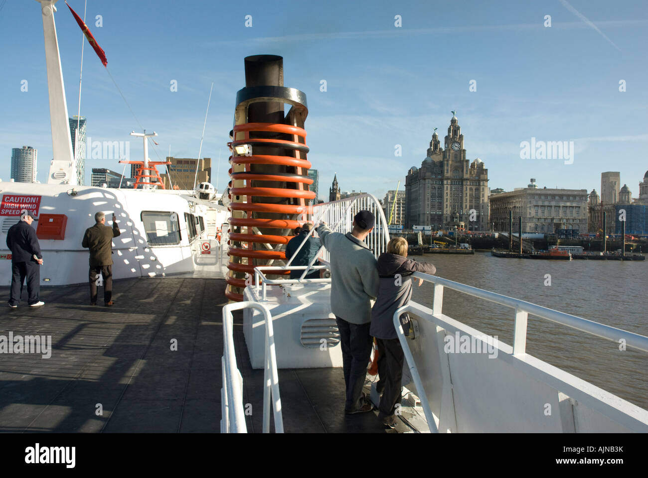 On deck of Superseacat going into Liverpool harbour Stock Photo - Alamy