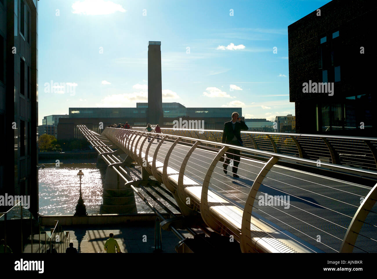 The millenium footbridge and Tate Modern in London UK Stock Photo - Alamy