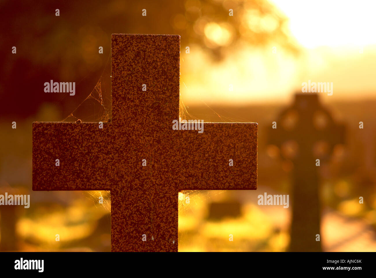 Gravestone crosses in an English graveyard Stock Photo - Alamy