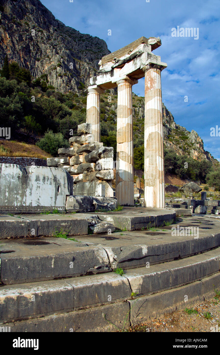 The Tholos Temple Sanctuary of Athena ruins in Delphi Greece Stock ...