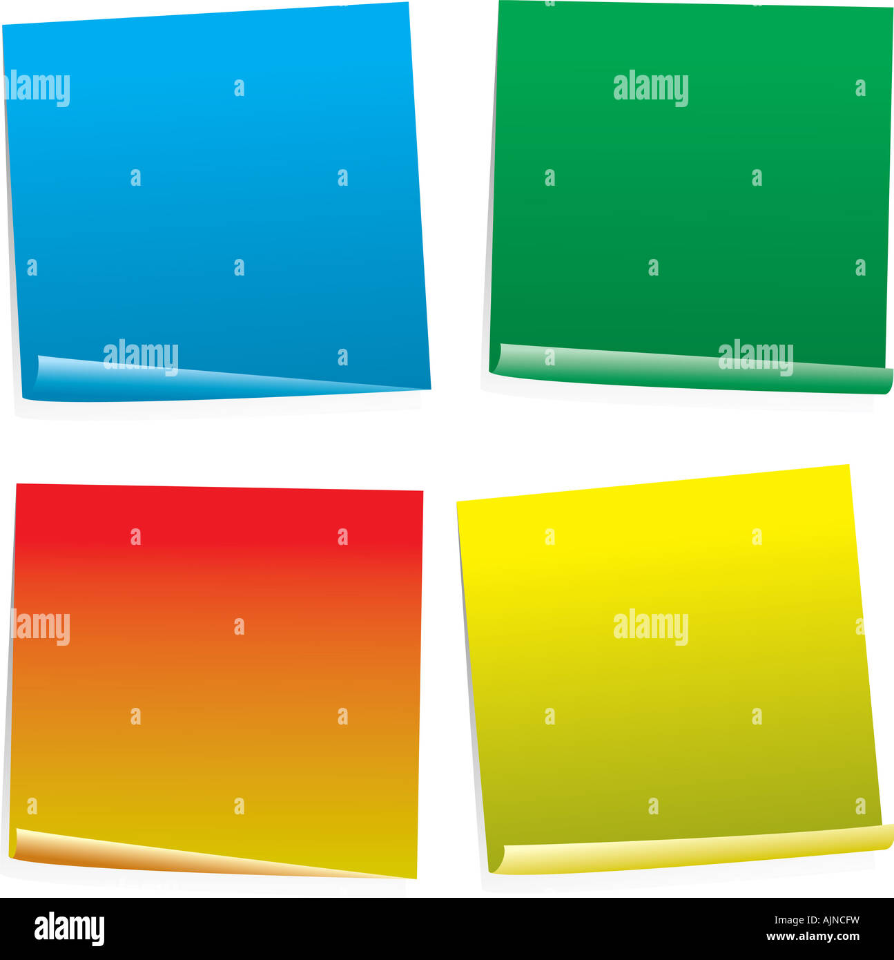 Four color post it notes in different styles and angles Stock Photo - Alamy