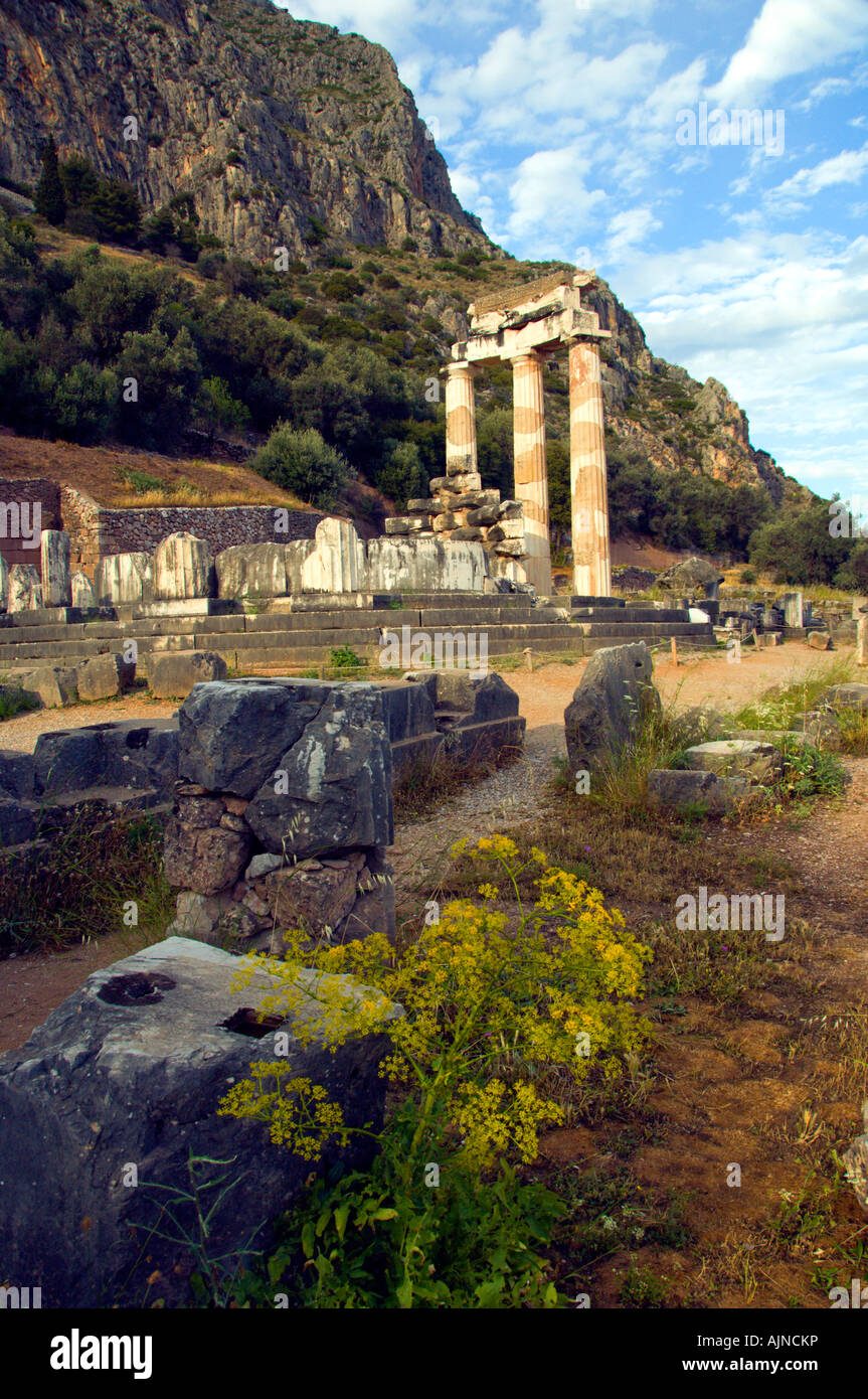 The Tholos Temple Sanctuary of Athena ruins in Delphi Greece Stock ...