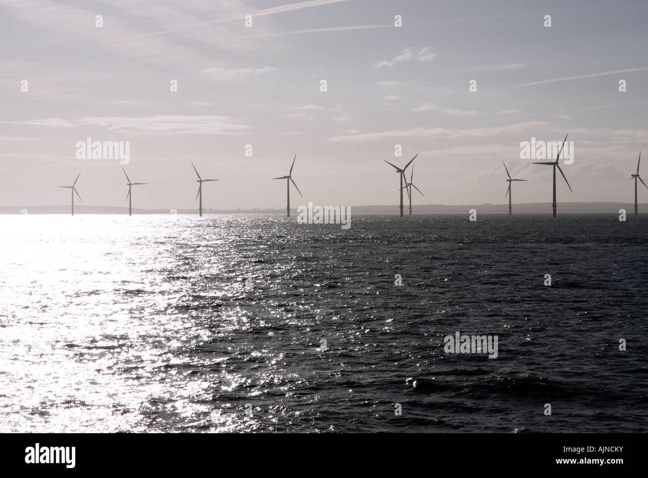 Wind farm on sunny morning, Irish sea UK Stock Photo - Alamy