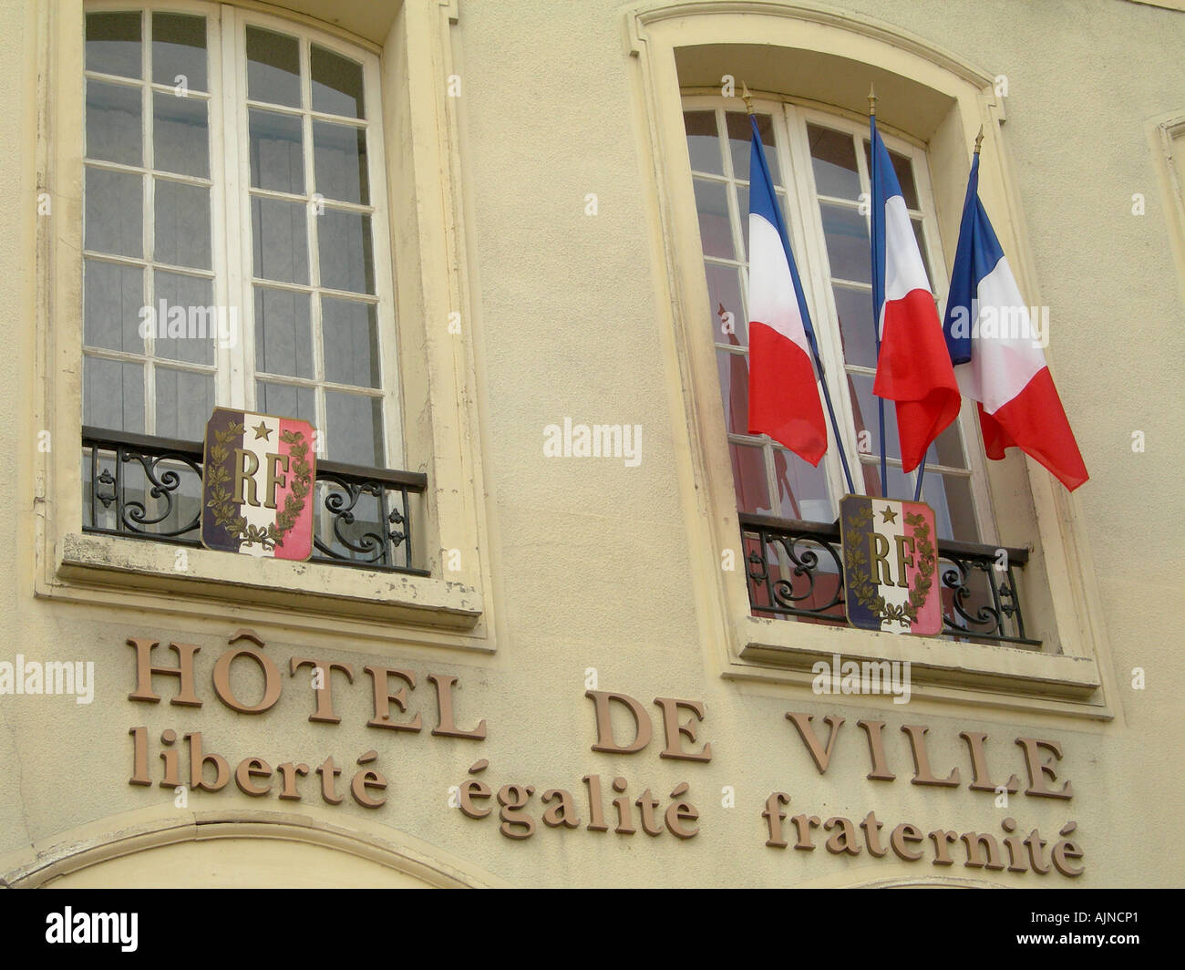 france french symbol hotel de ville freedom flag Stock Photo - Alamy