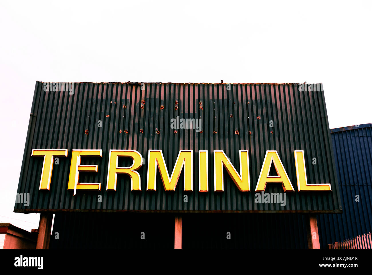 Terminal letters on a metal background Stock Photo - Alamy